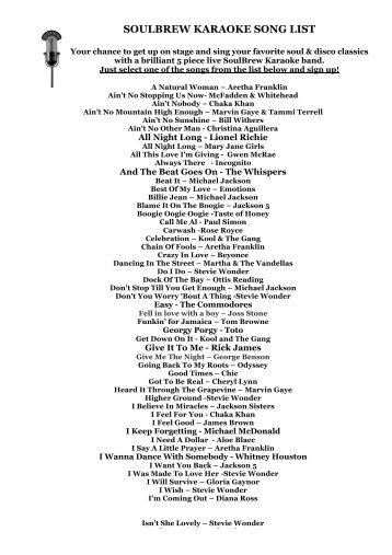 Printable Karaoke Song List (PDF)