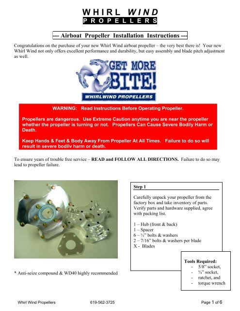 Airboat Propeller Installation Instructions - Classic Air Boats