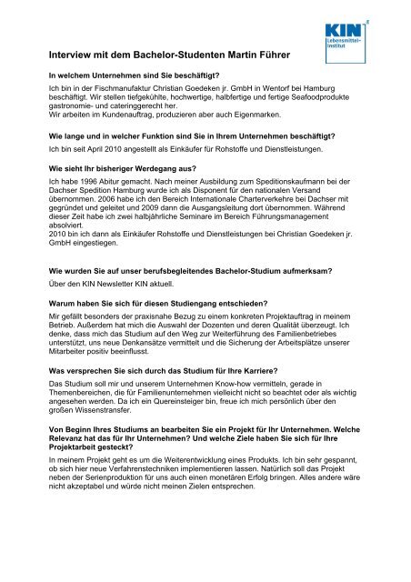 Interview unseres Studenten Martin Führer