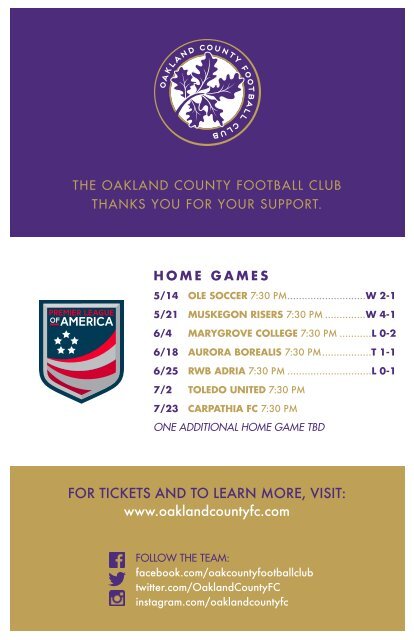 Match Day Program Example