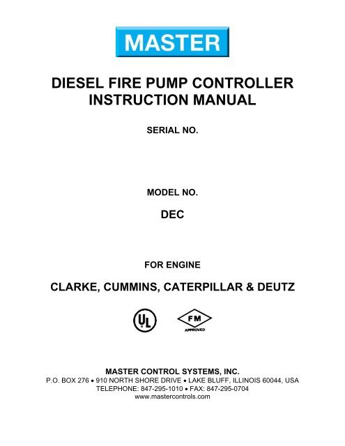 diesel fire pump controller instruction manual - Master Control ...