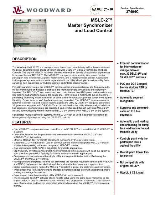 MSLC-2™ Master Synchronizer and Load Control - Governor ...