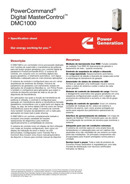 PowerCommand Digital MasterControl DMC1000 - Cummins Power ...