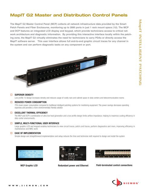 MapIT G2 Master and Distribution Control Panels - Siemon