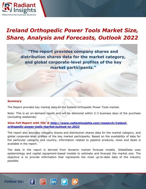 Ireland Orthopedic Power Tools Market