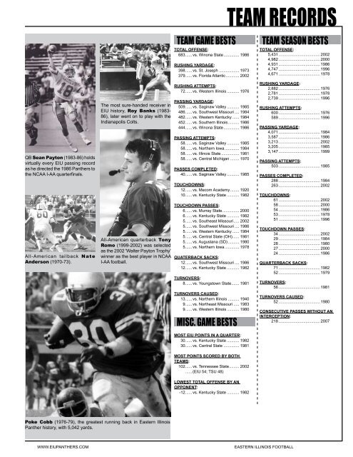 Football Record Book - Eastern Illinois University