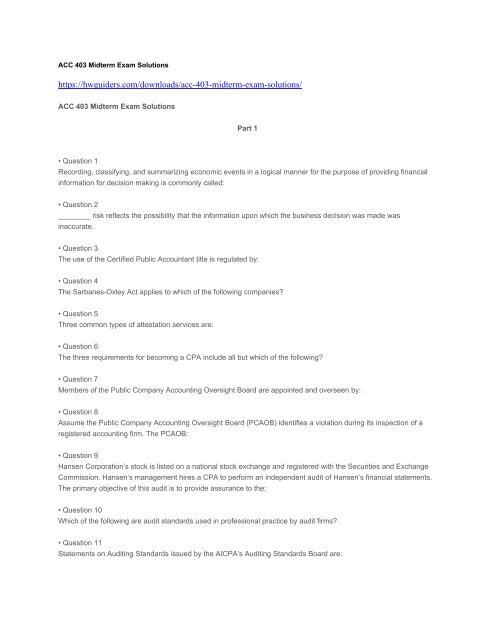 ACC 403 Midterm Exam Solutions