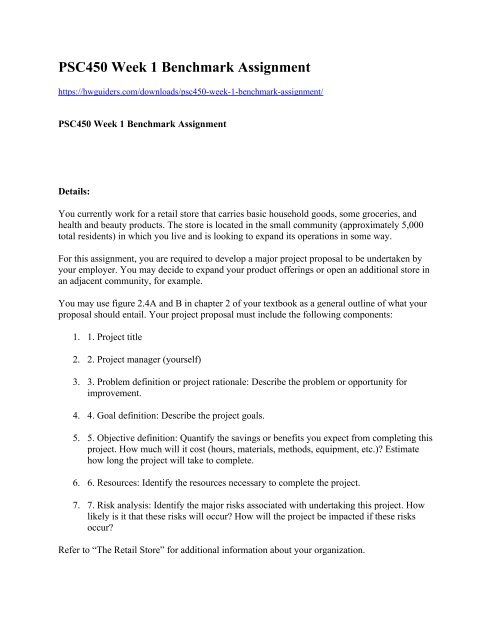 PSC450 Week 1 Benchmark Assignment