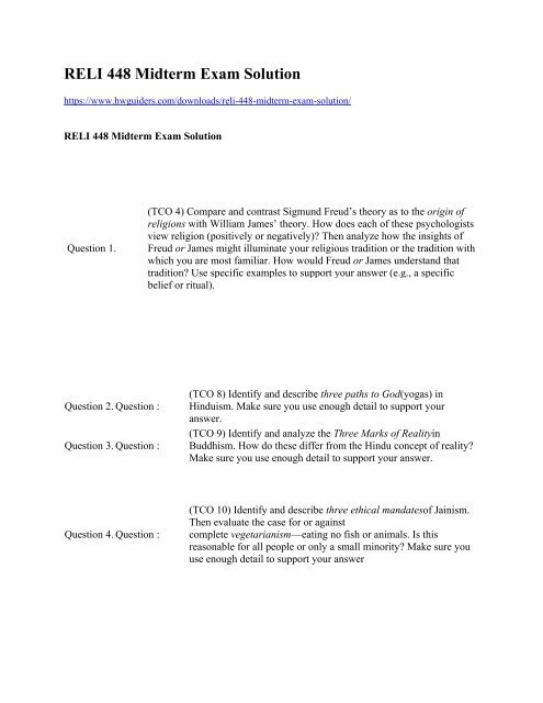 RELI 448 Midterm Exam Solution