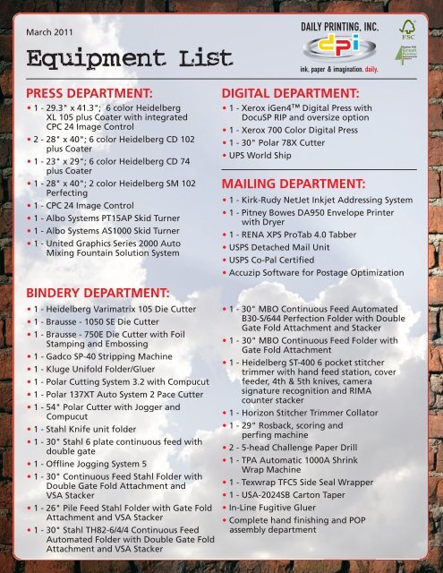 Press department - Daily Printing