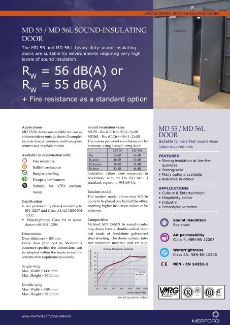 Productsheet MD 55 en MD 56L door - Merford Special Doors