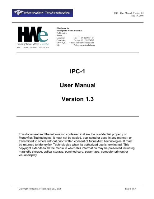IPC-1 User Manual Version 1.3 - HW Europe
