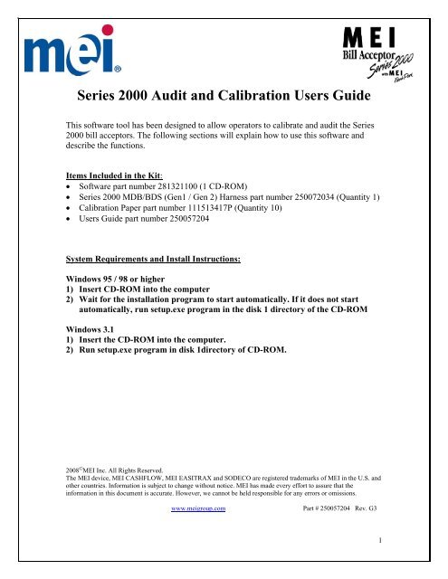 Series 2000 Audit and Calibration Users Guide - MEI