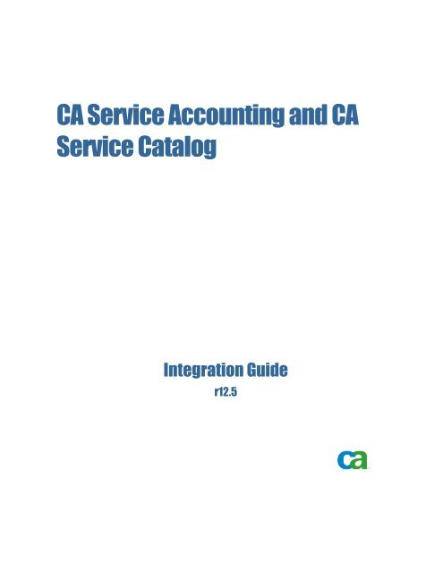 CA Service Accounting and CA Service Catalog Integration Guide