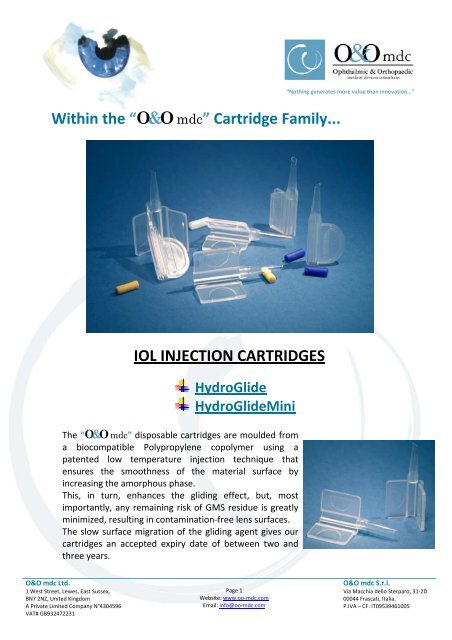 Cartridge Family... IOL INJECTION CARTRIDGES - Oo-mdc.com