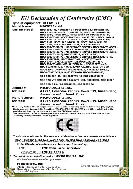 EU Declaration of Conformity (EMC) - MICRODIGITAL!