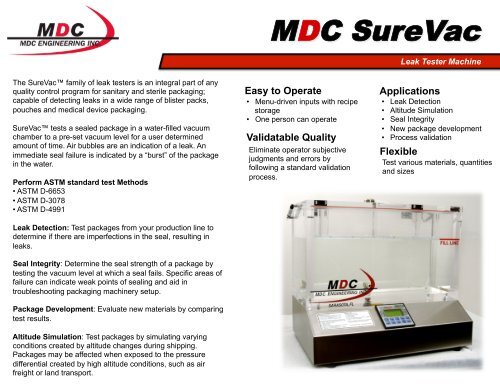 Easy to Operate - MDC Engineering, Inc.
