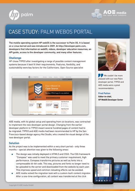 CASE STUDY: PALM WEBOS PORTAL - AOE media