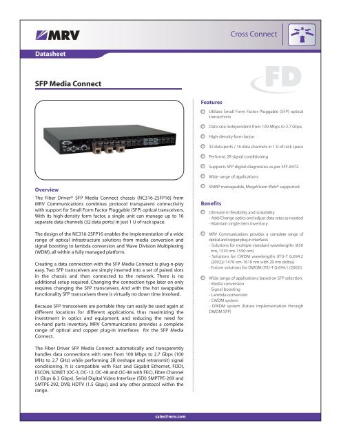 SFP Media Connect - MRV Communications