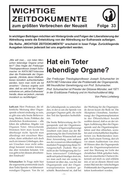 WICHTIGE ZEITDOKUMENTE - Aktion Leben e.V.