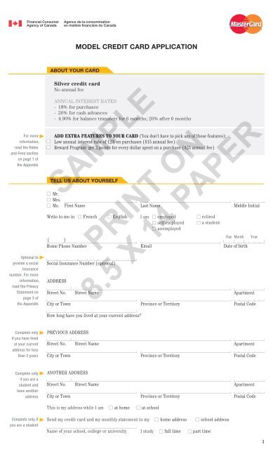 Model Credit Card Application - MasterCard