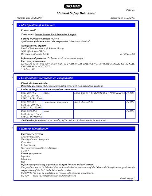 Material Safety Data Sheet - Bio-Rad