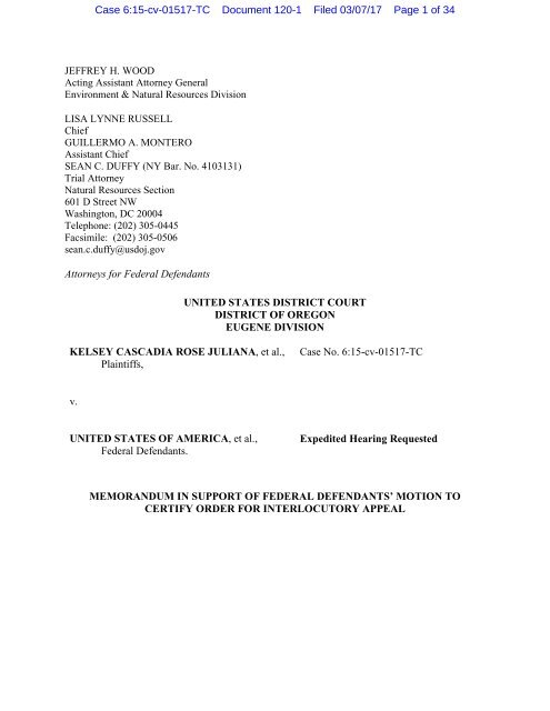 Doc+120-1+Memo+in+Support+of+Fed+Motion+to+Certify+Order+for ...