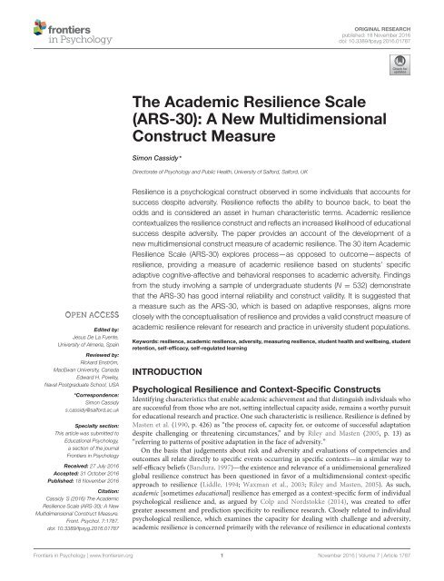 Academic Resilience and Student Success