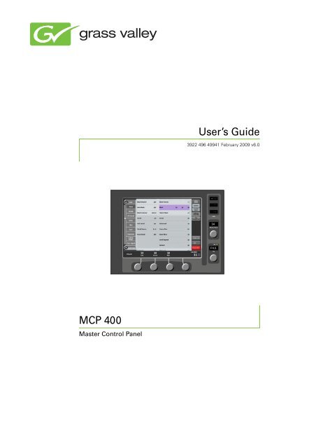 MCP400 User Guide.book - Grass Valley