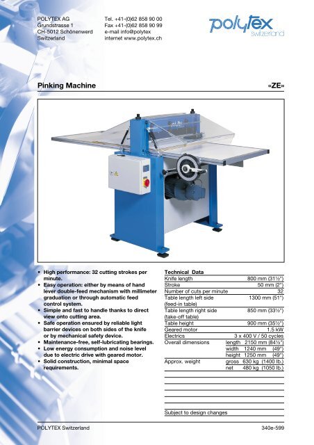 Pinking Machine «ZE» - Polytex AG