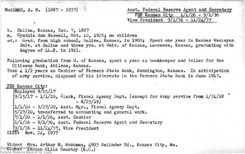 Biographical master file. Mc - Fraser - Federal Reserve Bank of St ...