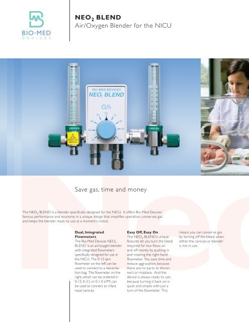 NEO BLEND Air/Oxygen Blender for the NICU ... - Bio-Med Devices