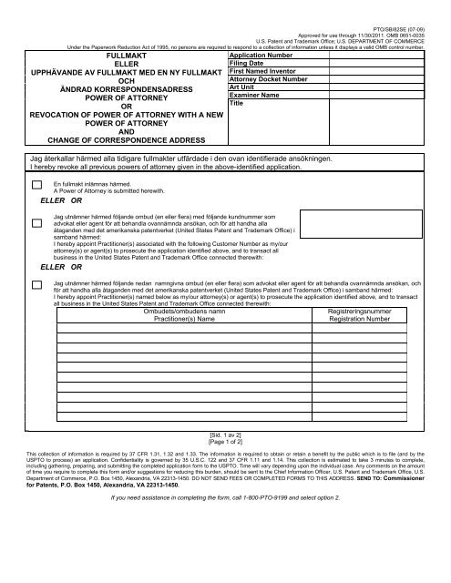 FULLMAKT ELLER UPPHÄVANDE AV FULLMAKT MED EN NY ...