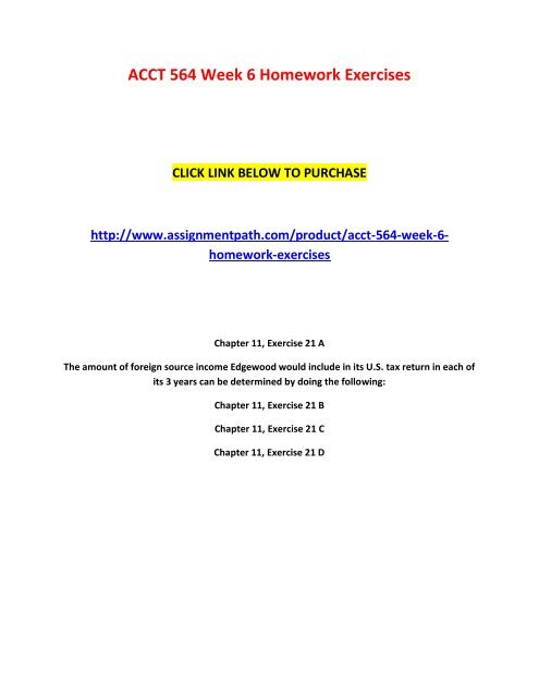 ACCT 564 Week 6 Homework Exercises