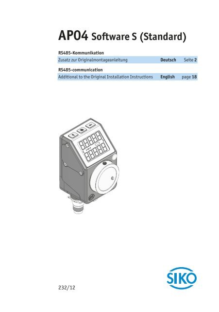 AP04 Software S (Standard) - SIKO Products USA
