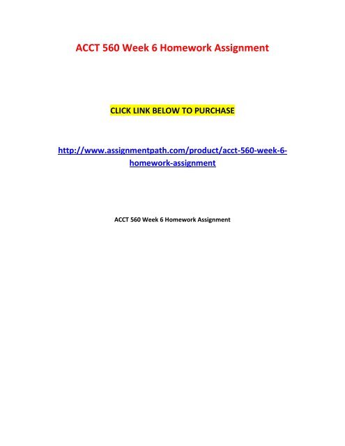 ACCT 560 Week 6 Homework Assignment