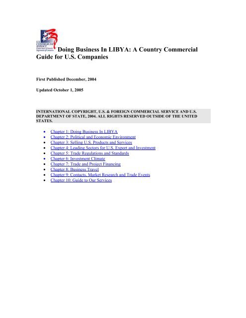 Doing Business In LIBYA: A Country Commercial Guide