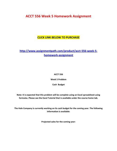 ACCT 556 Week 5 Homework Assignment