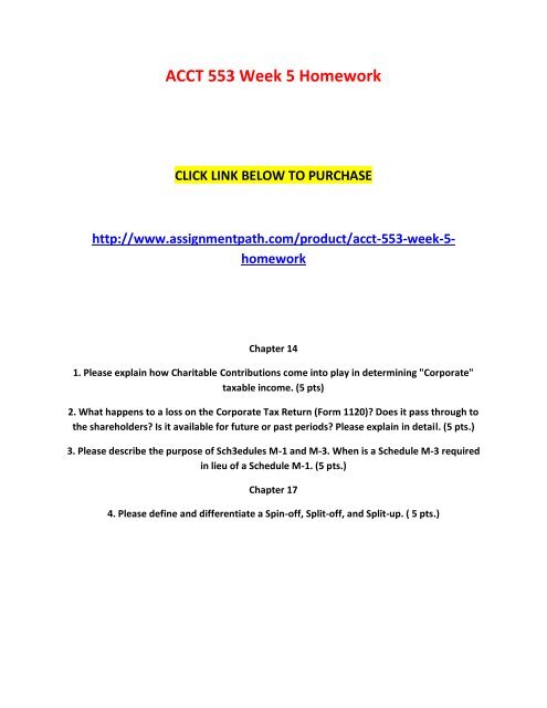 ACCT 553 Week 5 Homework ACCT 553 Week 5 Homework