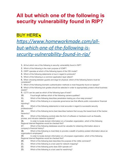 All but which one of the following is security vulnerability found in RIP?
