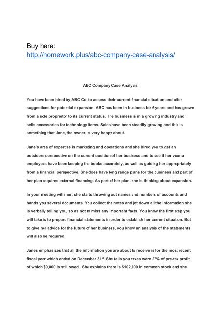 ABC Company Case Analysis