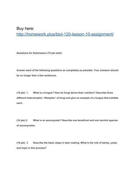 BIOL 120 Lesson 10 Assignment