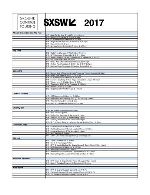 Ground Control Touring - SXSW 2017
