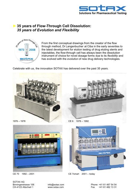 35 years of Flow-Through Cell Dissolution: 35 years of ... - Sotax