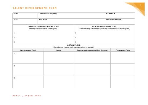 Talent Development Plan