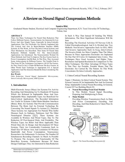A Review on Neural Signal Compression Methods