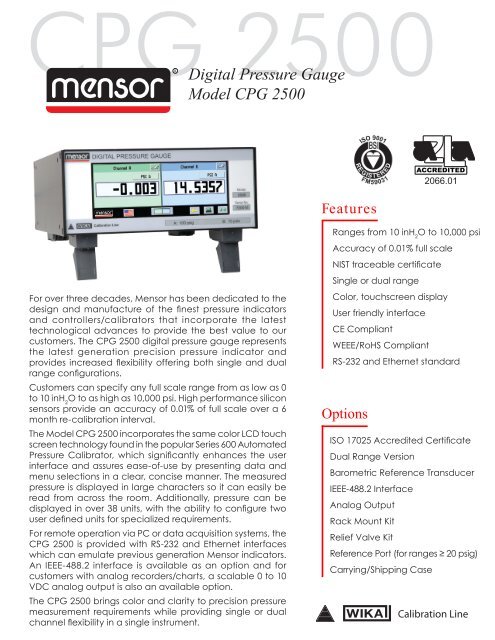 Digital Pressure Gauge Model CPG 2500