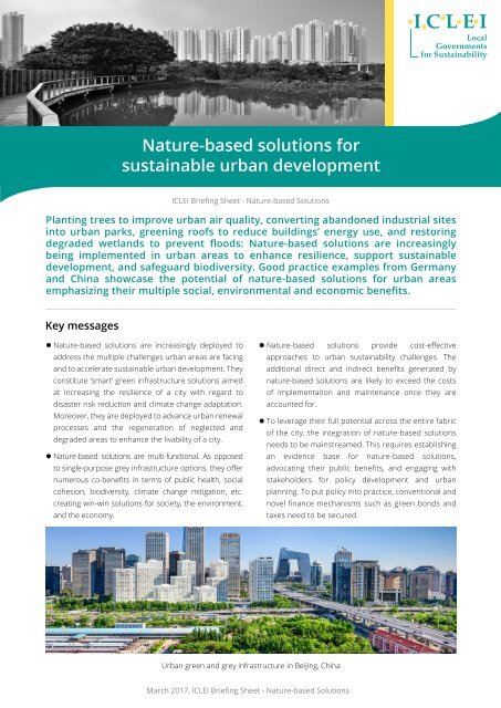 Nature-based solutions for sustainable urban development