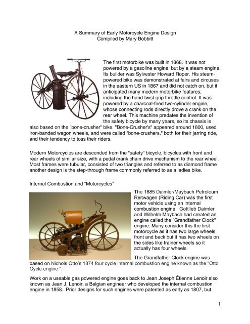 About Early Motor cycles - Millie Sievert Analog Motorcycles