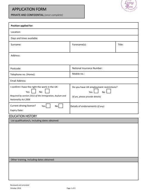 APPLICATION FORM